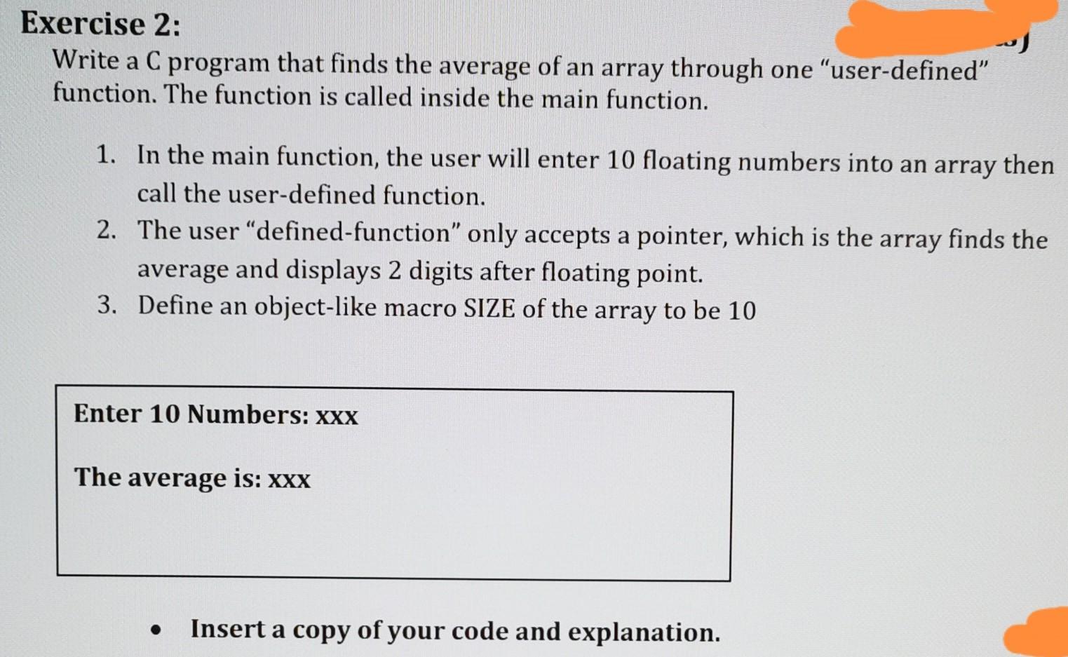 Solved Exercise 1 Write A C Program That Will Ask The User 0035