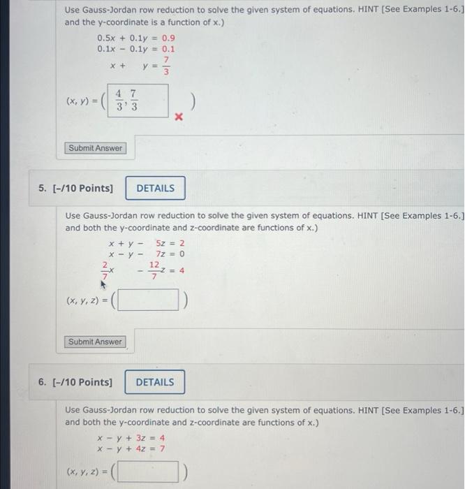 Solved Use Gauss-Jordan row reduction to solve the given | Chegg.com