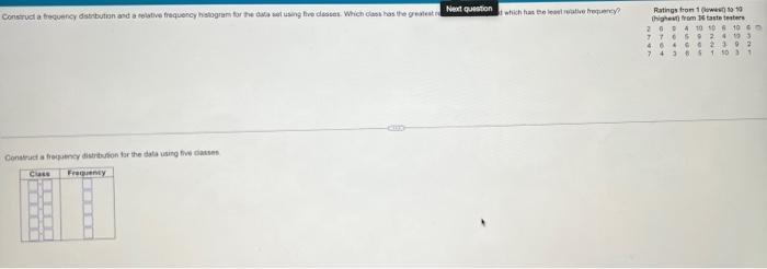 [Solved]: Construct a frequency distribution and a relative