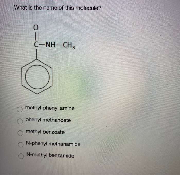 Solved What is the name of this molecule? De C-NH-CH, methyl | Chegg.com