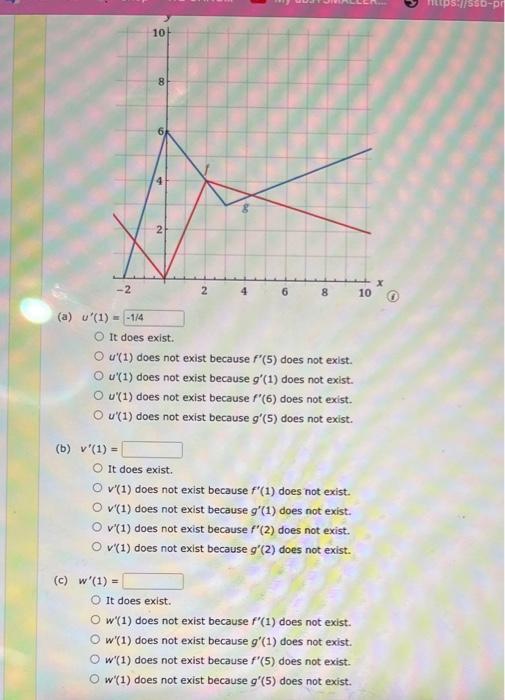 Solved (a) v′(1)= It does exist. u′(1) does not exist | Chegg.com