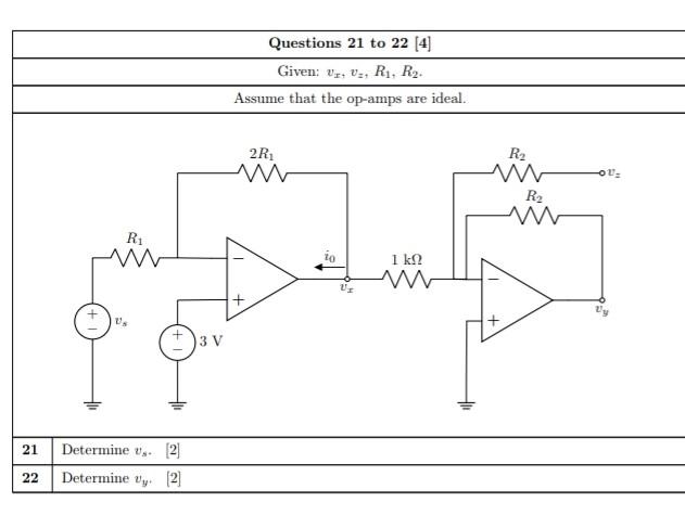 Solved Questions 21 to 22 (4) Given: Vr. U., R1, R2. Assume | Chegg.com
