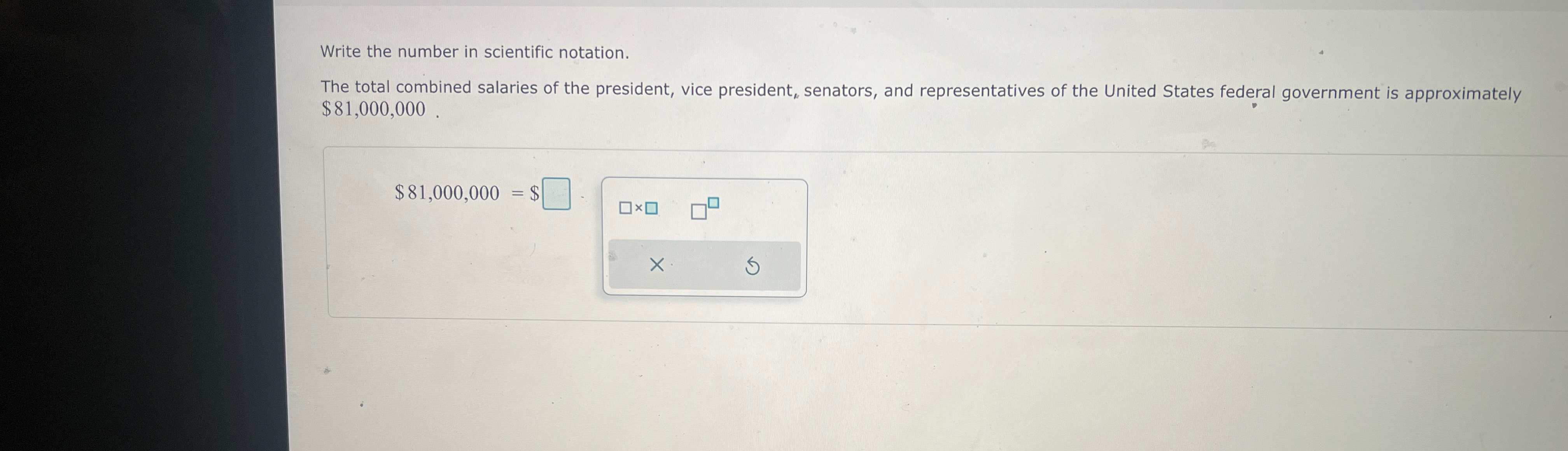 Solved Write the number in scientific notation.The total | Chegg.com
