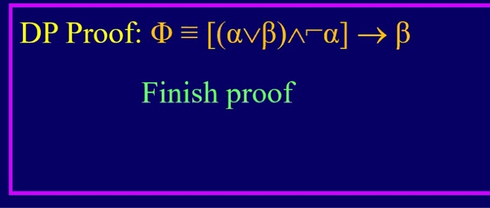 Solved DP Proof: Q = [(avb)^-a] → ß Finish proof | Chegg.com