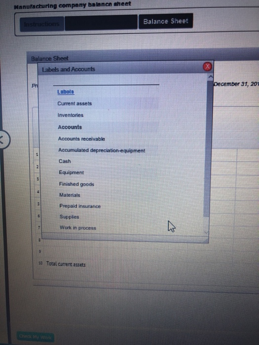 Solved Labels and Accounts Balance Sheet Instructions | Chegg.com