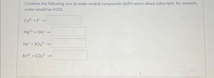 Solved Combine the following ions to make neutral compounds | Chegg.com