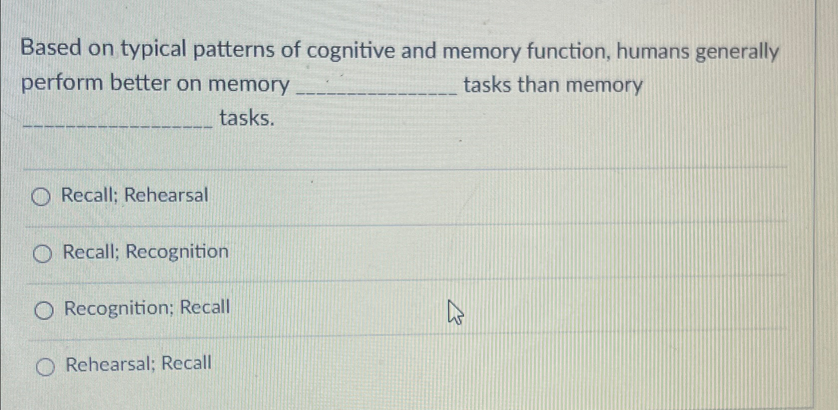 Solved Based on typical patterns of cognitive and memory | Chegg.com