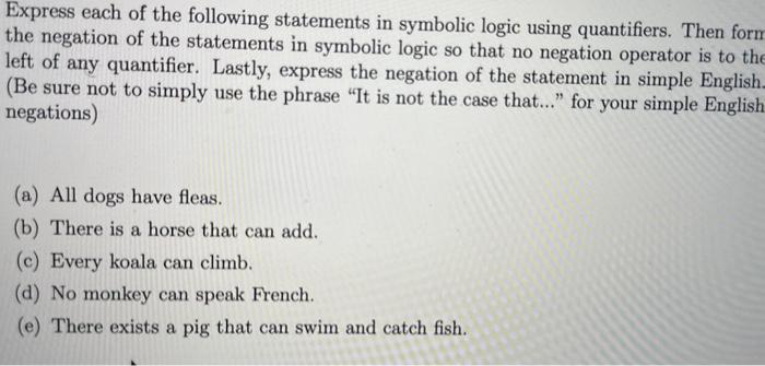 Solved Express each of the following statements in symbolic | Chegg.com