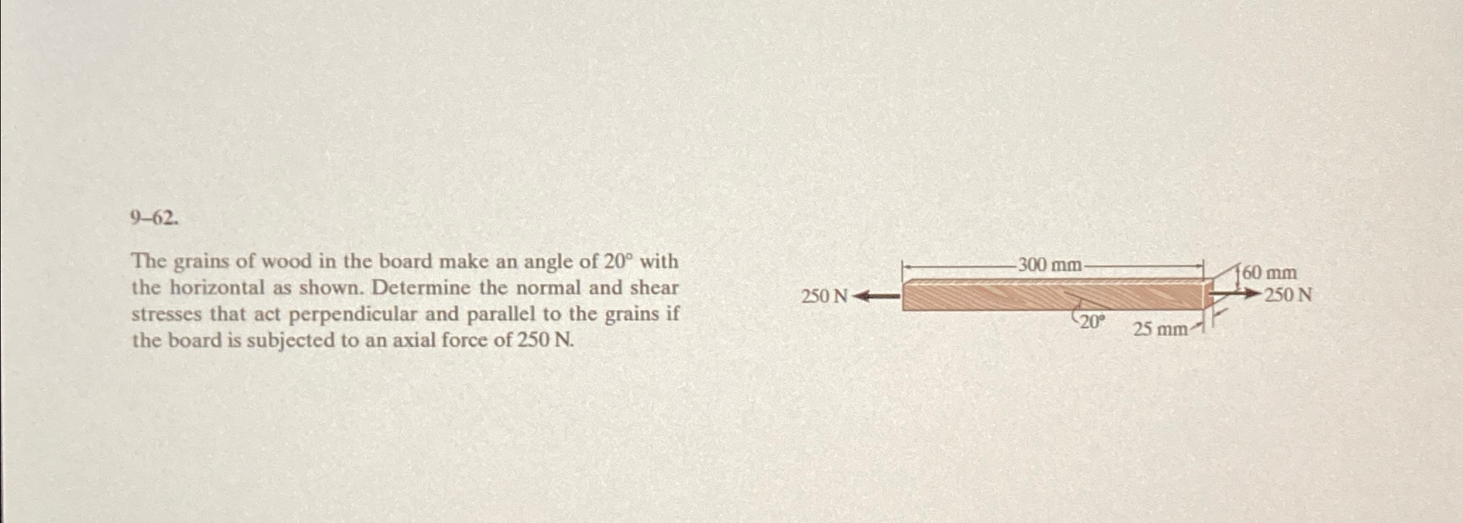 Solved 9-62.The grains of wood in the board make an angle of | Chegg.com