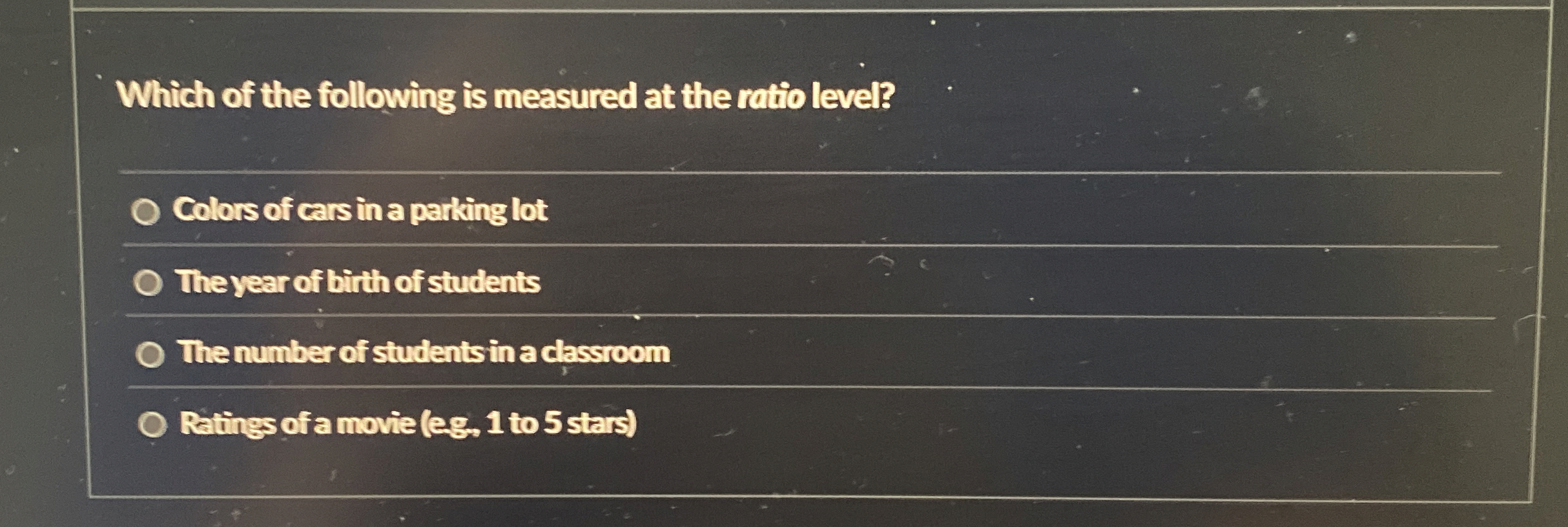 Solved Which of the following is measured at the ratio | Chegg.com