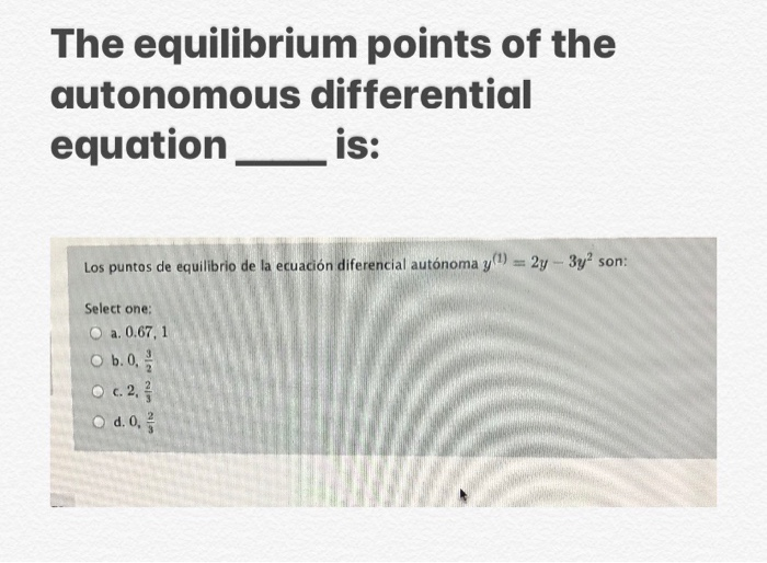 Solved The equilibrium points of the autonomous differential | Chegg.com
