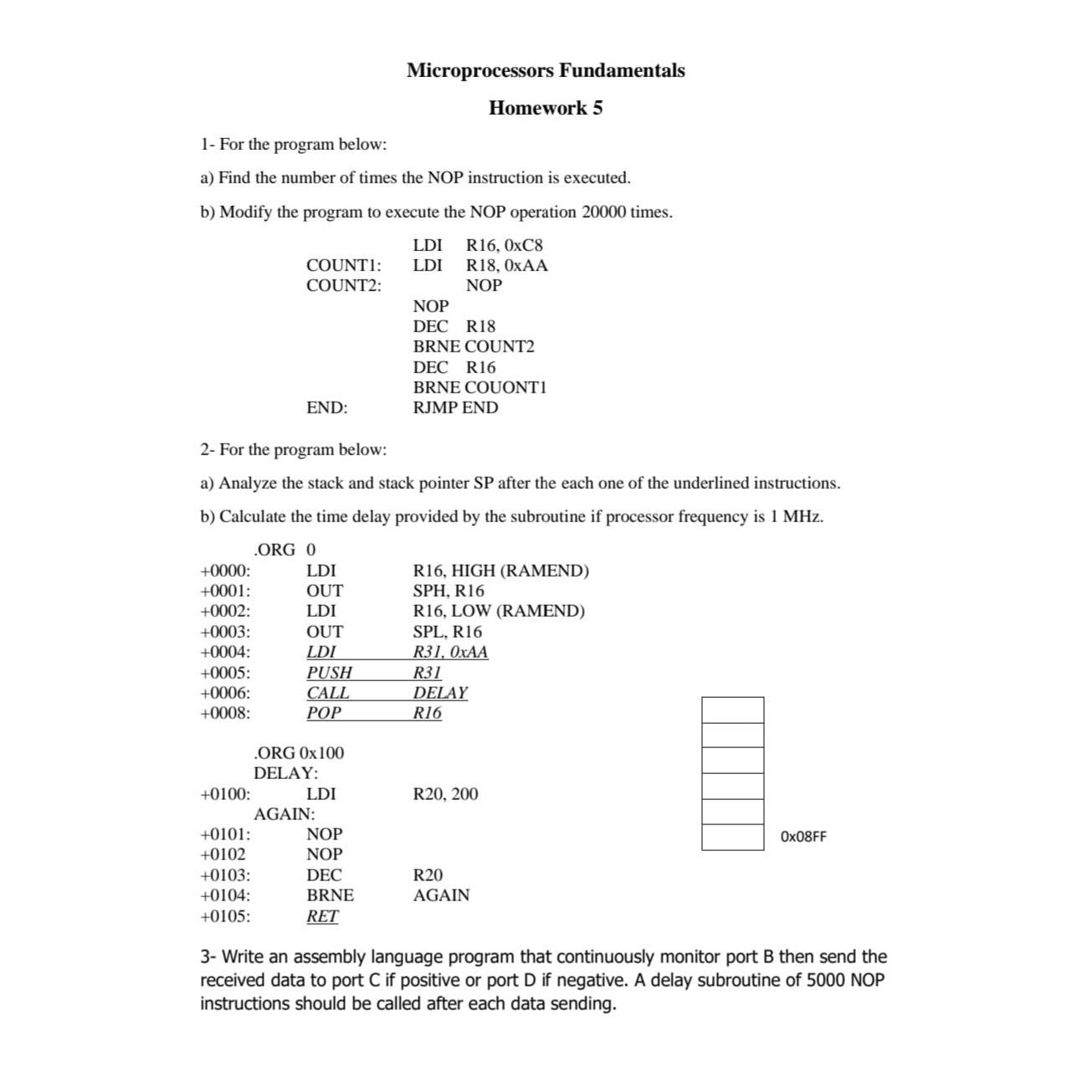Solved Microprocessors FundamentalsHomework 51- ﻿For the | Chegg.com