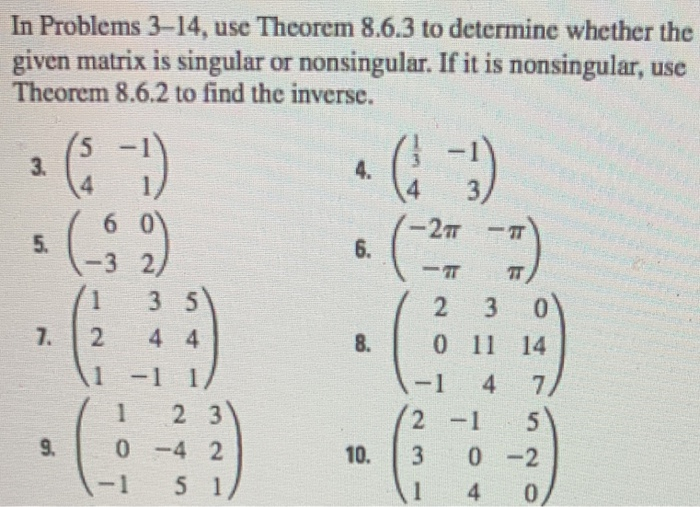 Solved In Problems 3-14, use Theorem 8.6.3 to determine | Chegg.com
