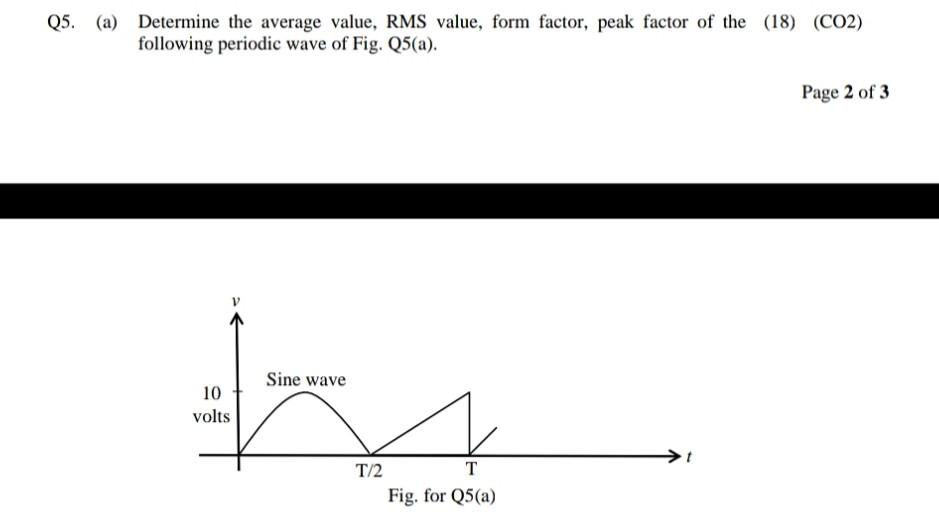 Solved Q5. (a) Determine the average value, RMS value, form | Chegg.com