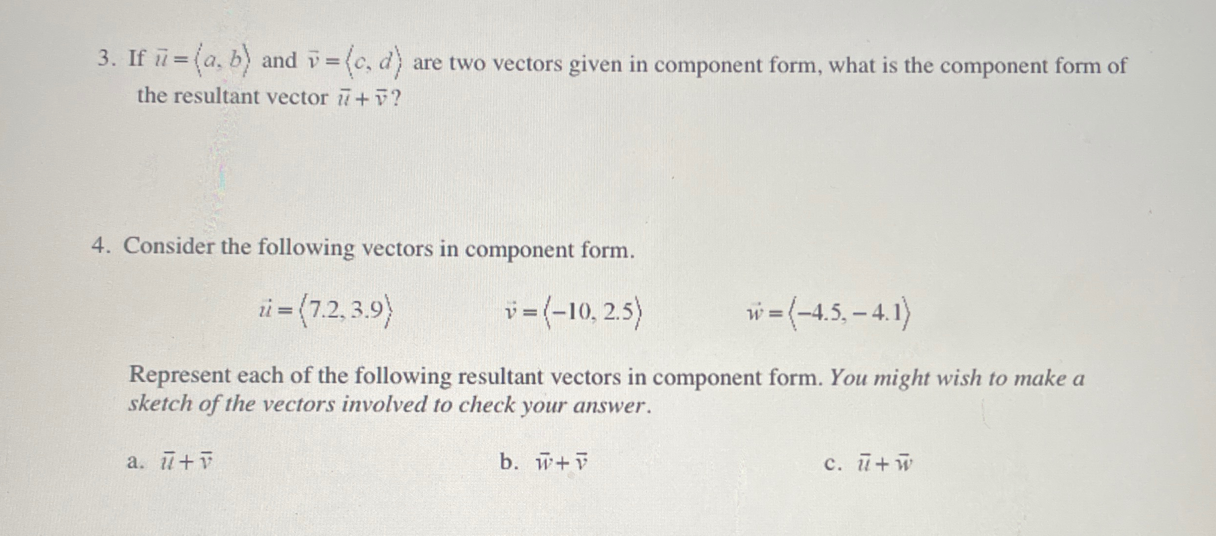 Solved If ?bar (u)=(:a,b:) ﻿and ?bar (v)=(:c,d:) ﻿are two | Chegg.com