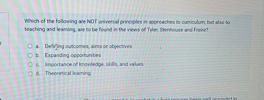 Solved Which of the following are NOT universal principles | Chegg.com