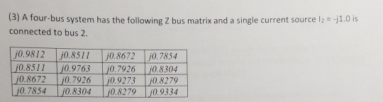 Solved (3) A four-bus system has the following Z bus matrix | Chegg.com