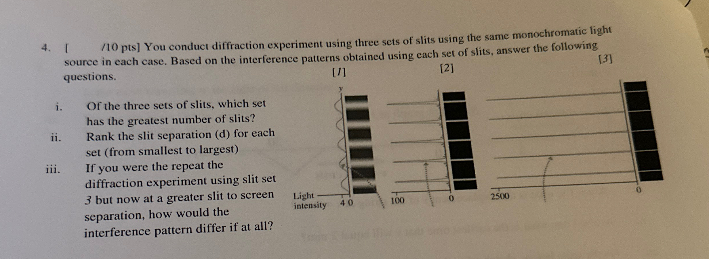 Solved [ 110pts ﻿You conduct diffraction experiment using | Chegg.com