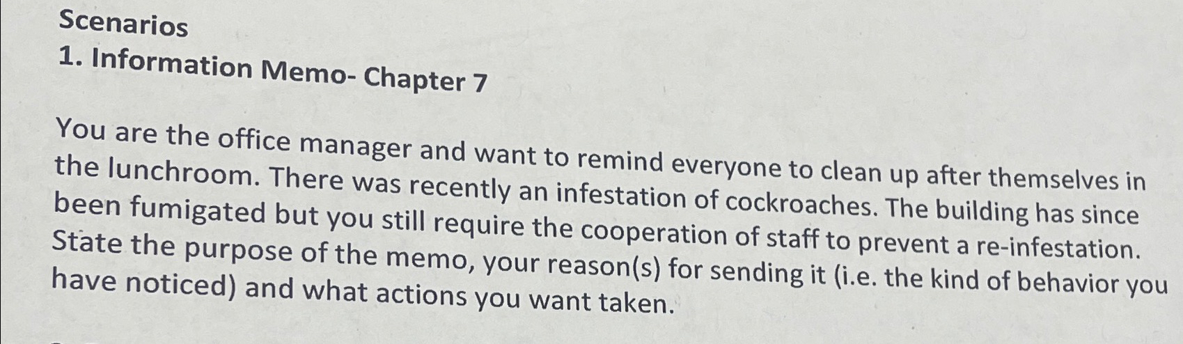 Solved ScenariosInformation Memo- ﻿Chapter 7You are the | Chegg.com