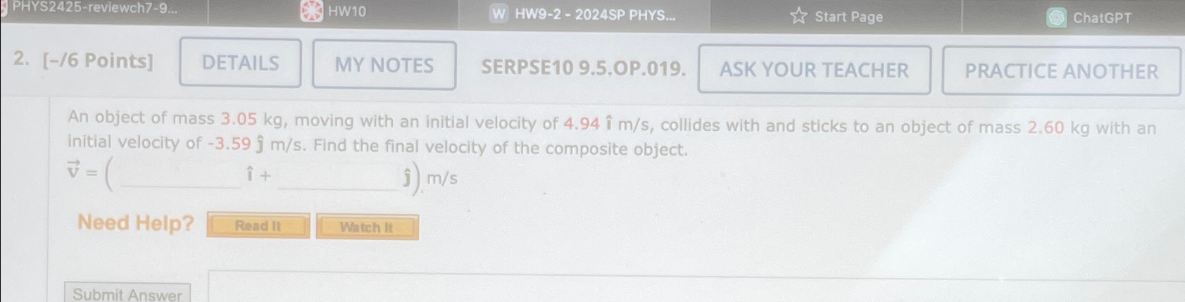 Solved PHYS2425-reviewch7-9...HW10HW9-2 - 2024SP | Chegg.com