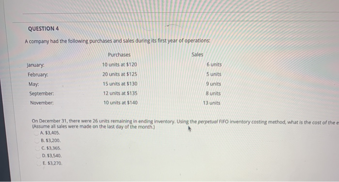 Solved QUESTION 4 A company had the following purchases and | Chegg.com
