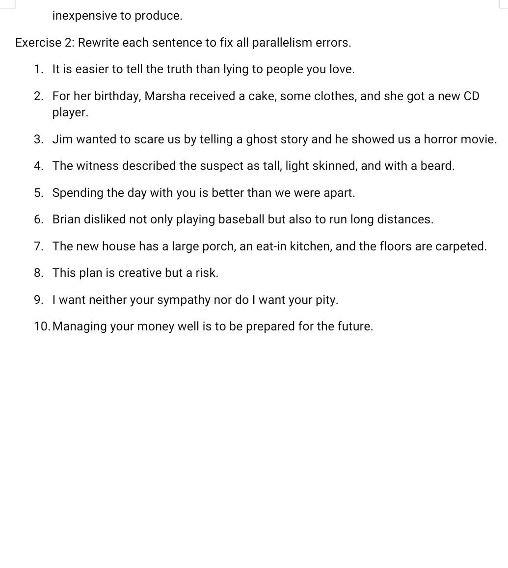 Solved Exercise 1: Rewrite each of the following sentences, | Chegg.com