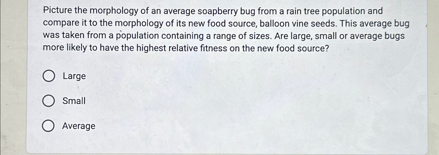 Solved Picture the morphology of an average soapberry bug | Chegg.com
