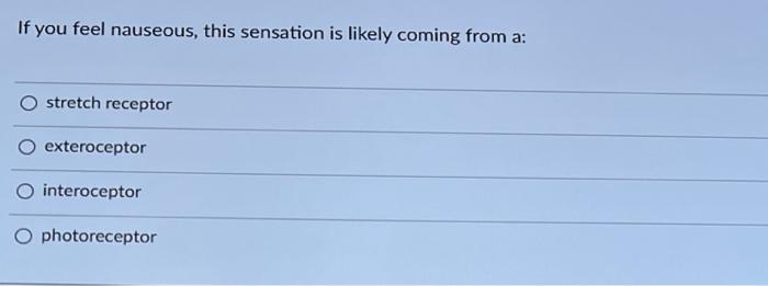 Solved If you feel nauseous, this sensation is likely coming | Chegg.com