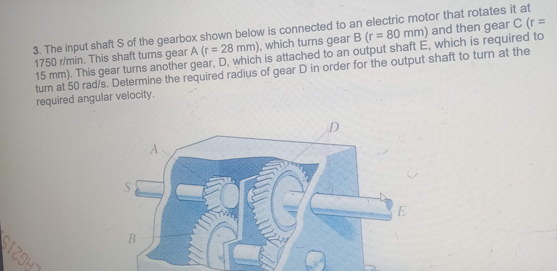 Solved The input shaft S ﻿of the gearbox shown below is | Chegg.com