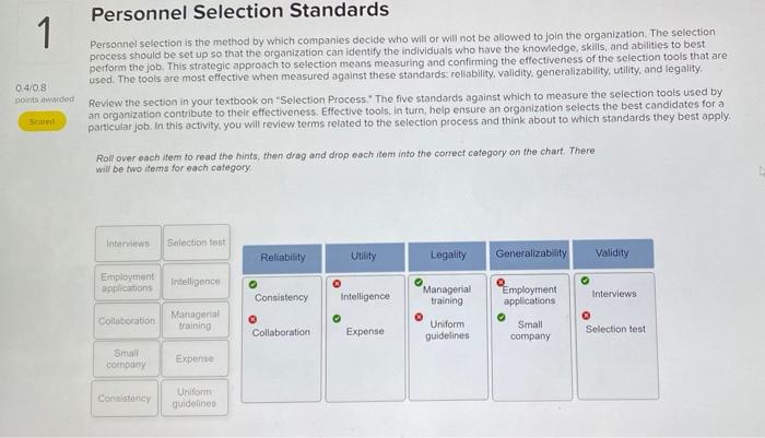 Solved Personnel Selection Standards Personnel selection is | Chegg.com