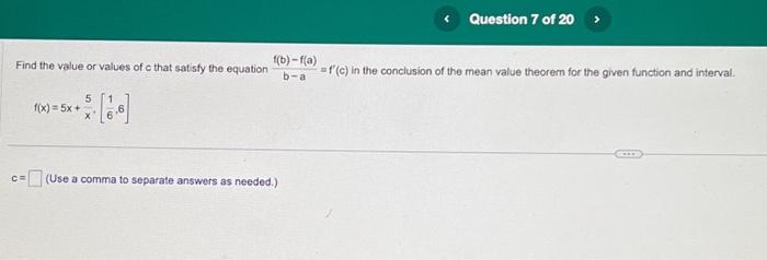 Solved Find the value or values of \\( c \\) that satisfy | Chegg.com