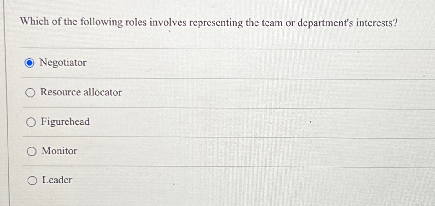 Solved Which of the following roles involves representing | Chegg.com