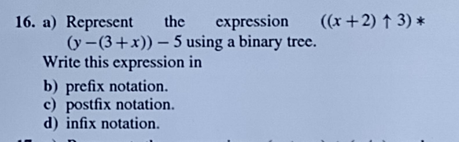 Solved a) ﻿Represent the expression | Chegg.com