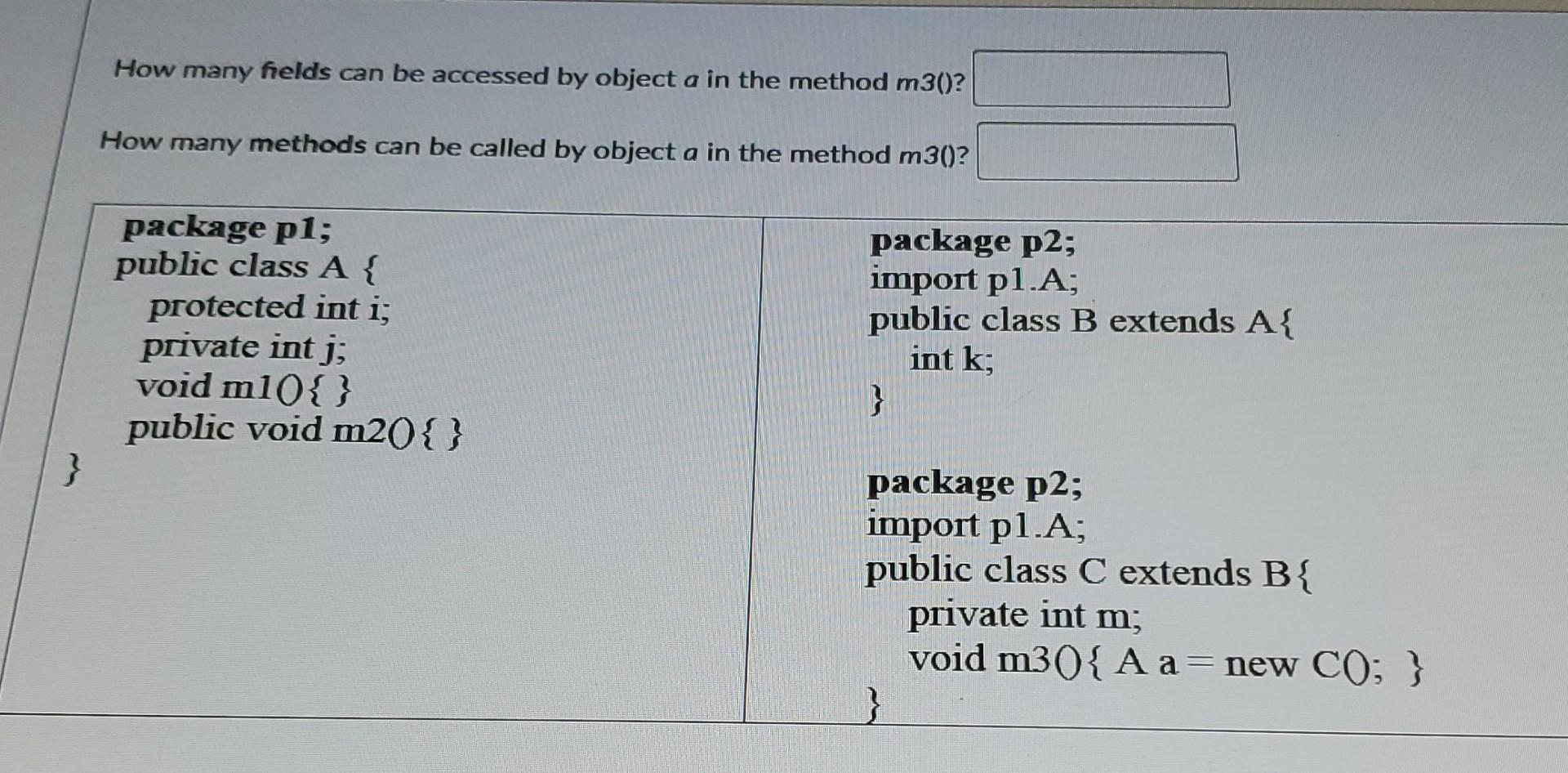 Solved How many fields can be accessed by object a in the | Chegg.com