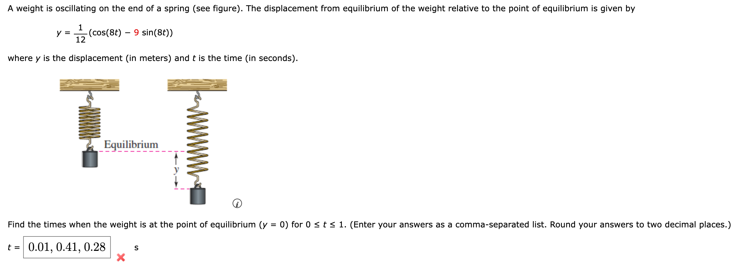 Solved A weight is oscillating on the end of a spring (see | Chegg.com