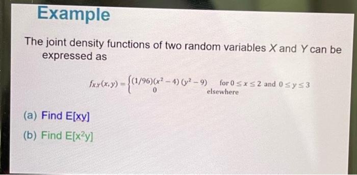 Solved The joint density functions of two random variables X | Chegg.com