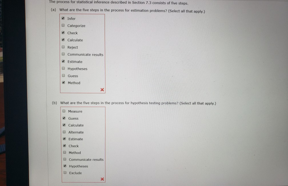 Solved The process for statistical inference described in | Chegg.com