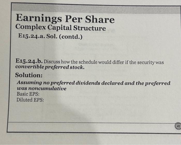 Solved Earnings Per Share Complex Capital Structure | Chegg.com