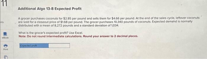 Solved Additional Algo 13-8 Expected Profit A grocer | Chegg.com