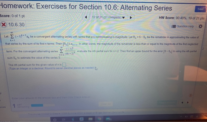 Solved Homework: Exercises for Section 10.6: Alternating | Chegg.com