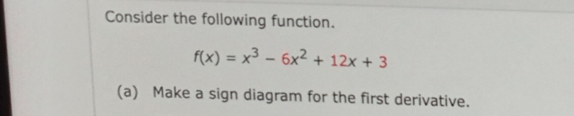 Solved Consider the following function.f(x)=x3-6x2+12x+3(a) | Chegg.com