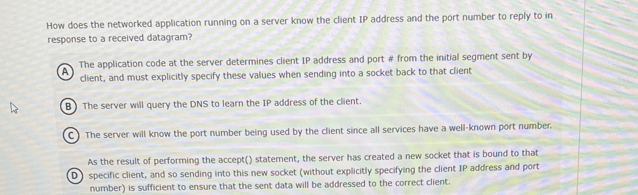Solved How does the networked application running on a | Chegg.com