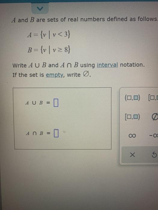 Solved A and B are sets of real numbers defined as follows. | Chegg.com