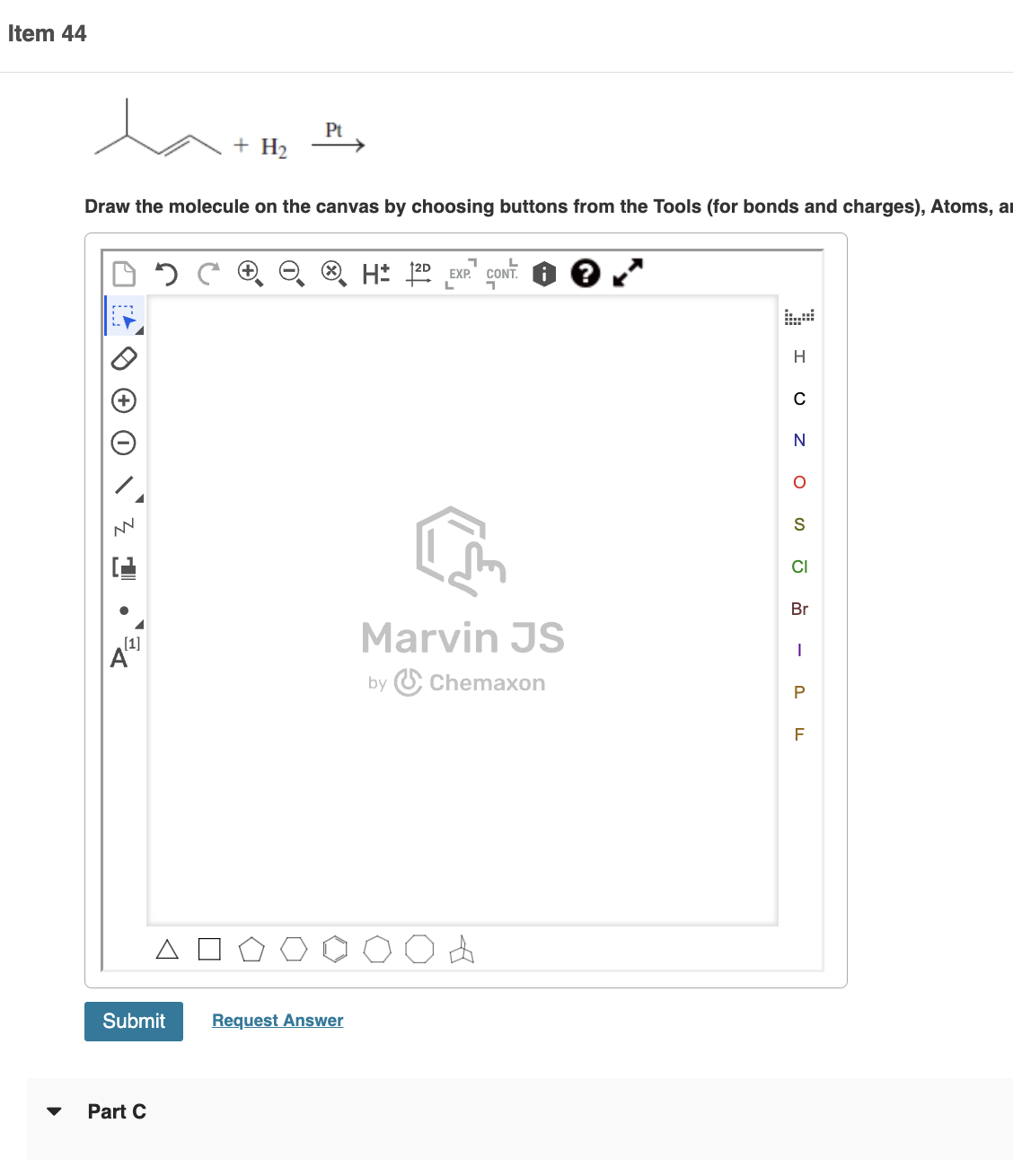 Solved Draw the molecule on the canvas by choosing buttons | Chegg.com