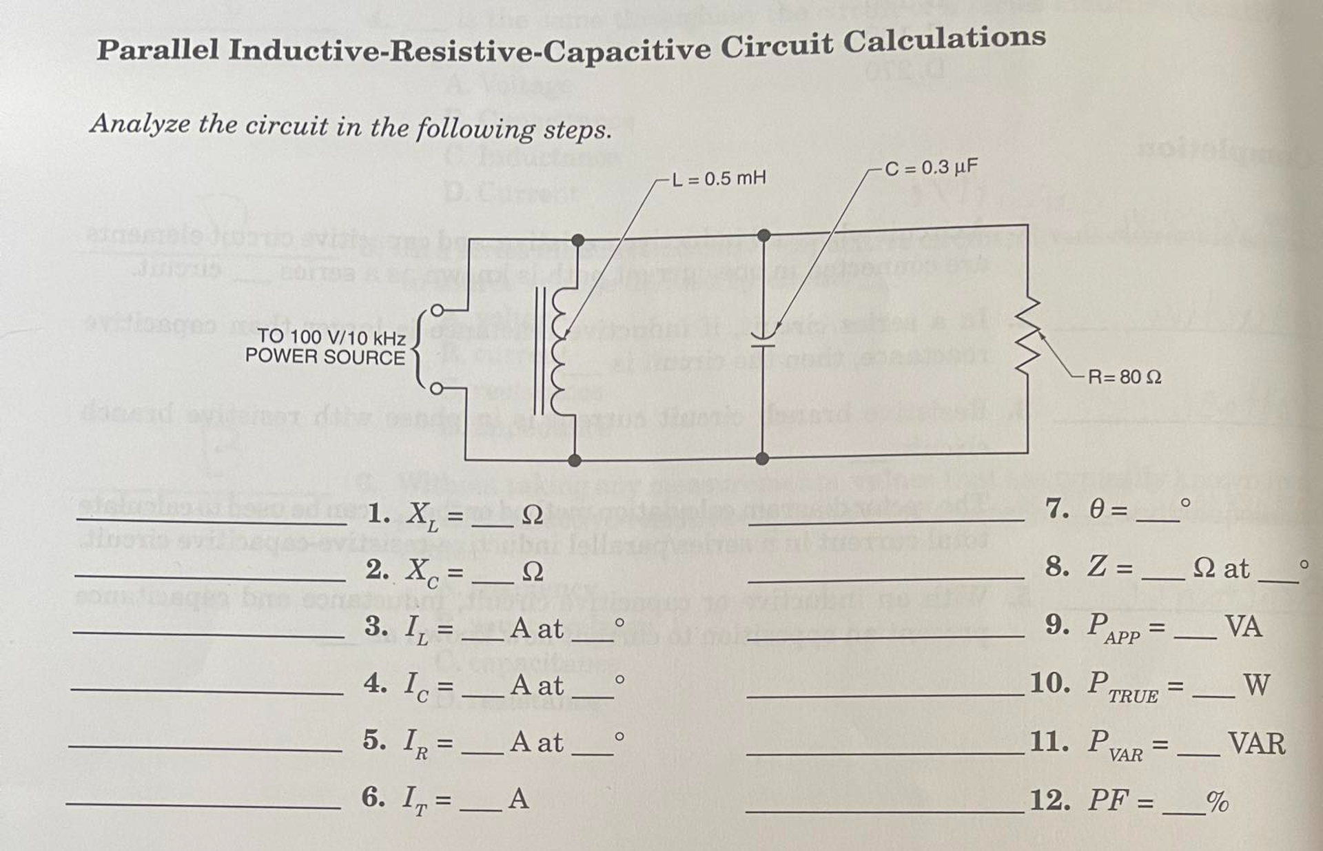 Solved Parallel Inductive-Resistive-Capacitive Circuit | Chegg.com