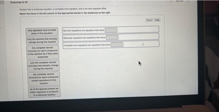 Solved Euplan how a melecinar equation; a complete ionic | Chegg.com