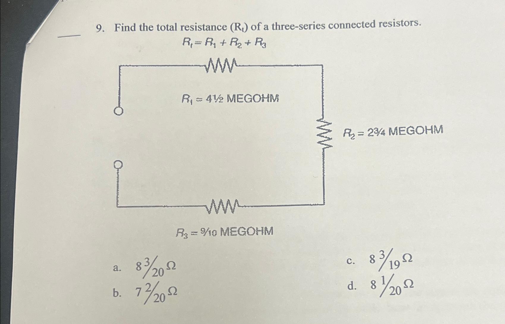 Solved Find the total resistance (Rt) ﻿of a three-series | Chegg.com