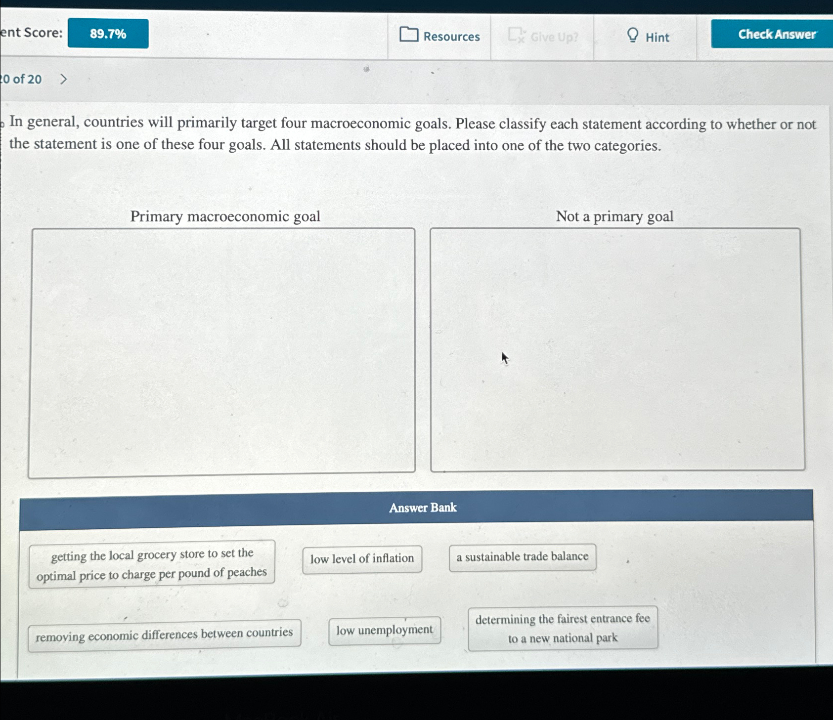 Solved ent Score:ResourcesHint0 ﻿of 20In general, countries | Chegg.com