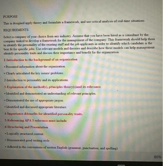 Solved PURPOSE This is designed apply theory and formulate a | Chegg.com