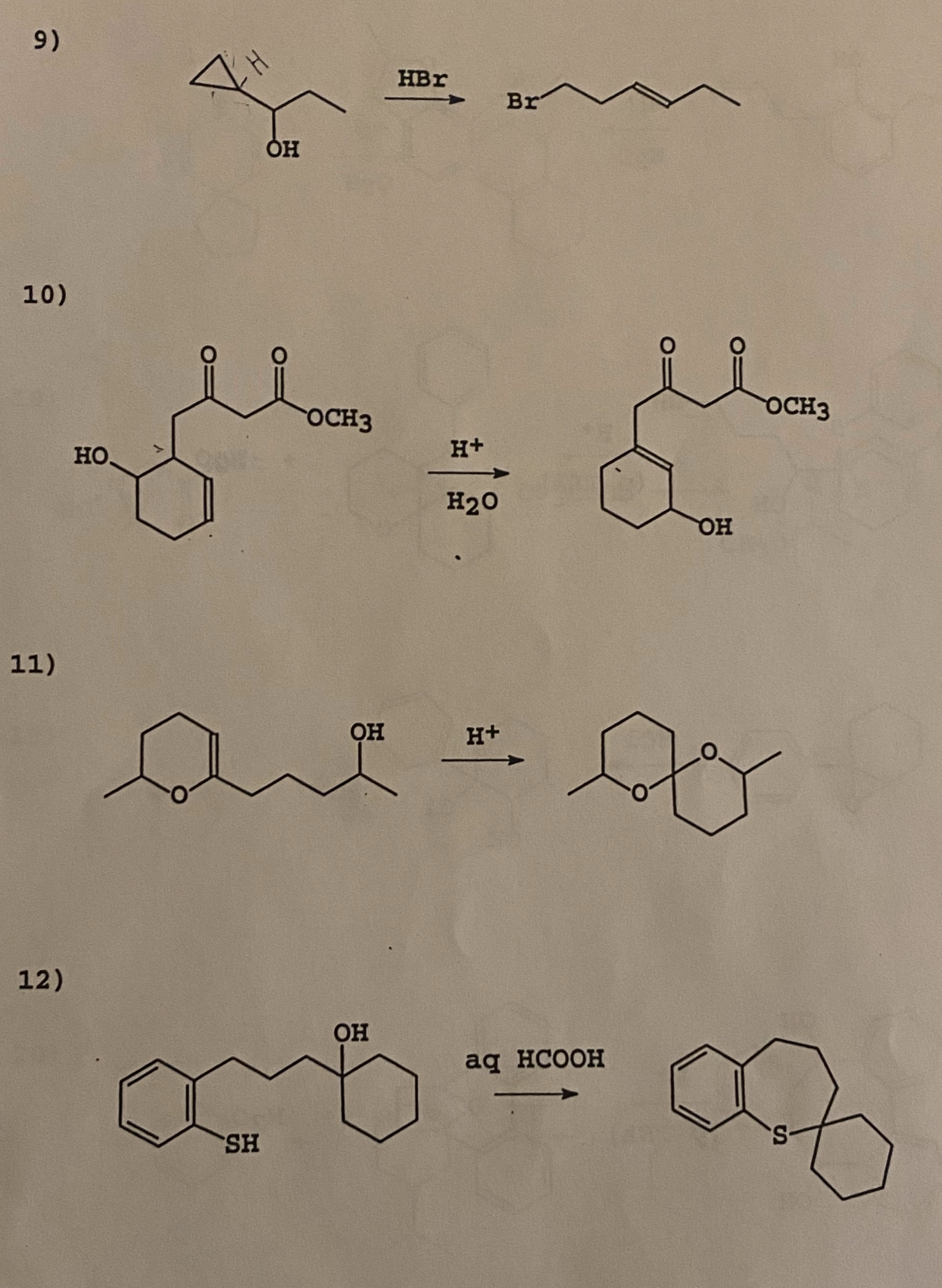 Solved show the mechanism for the following reactions, | Chegg.com